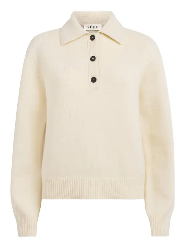 RÓHE Wool-blend Polo Sweater - Ivory