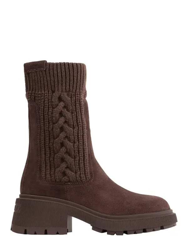 JIMMY CHOO Tamia 70 Suede Cable-knit Boots - Brown