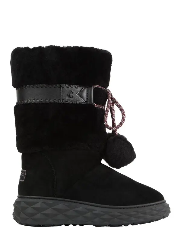 JIMMY CHOO Cobi Suede-shearling Boots - Black