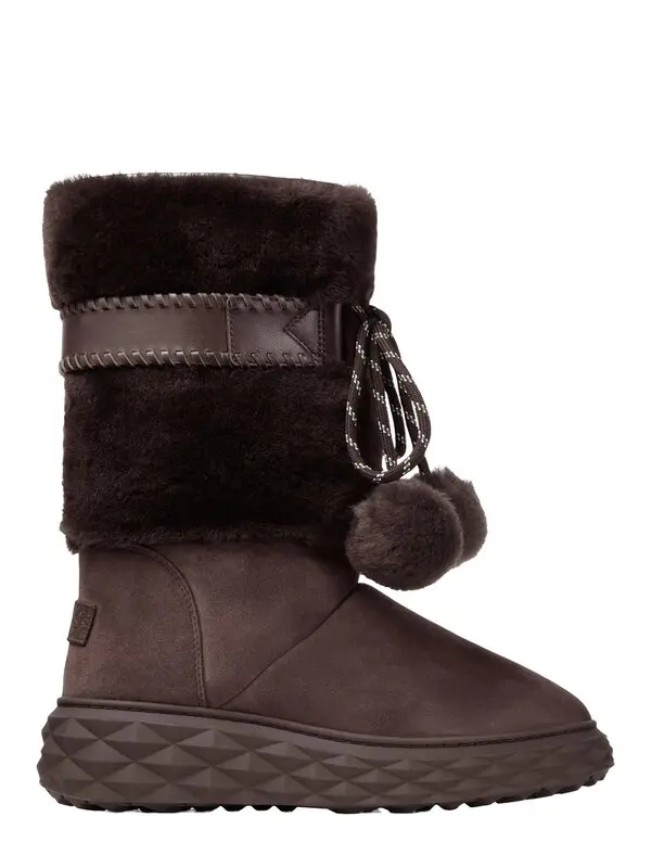 JIMMY CHOO Cobi Suede-shearling Boots - Brown
