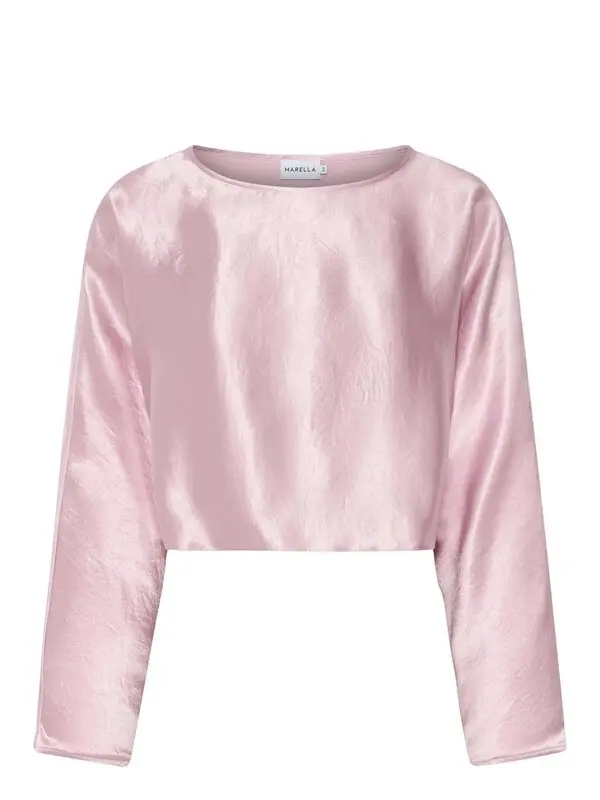 Marella Satin Cropped Blouse - Pink