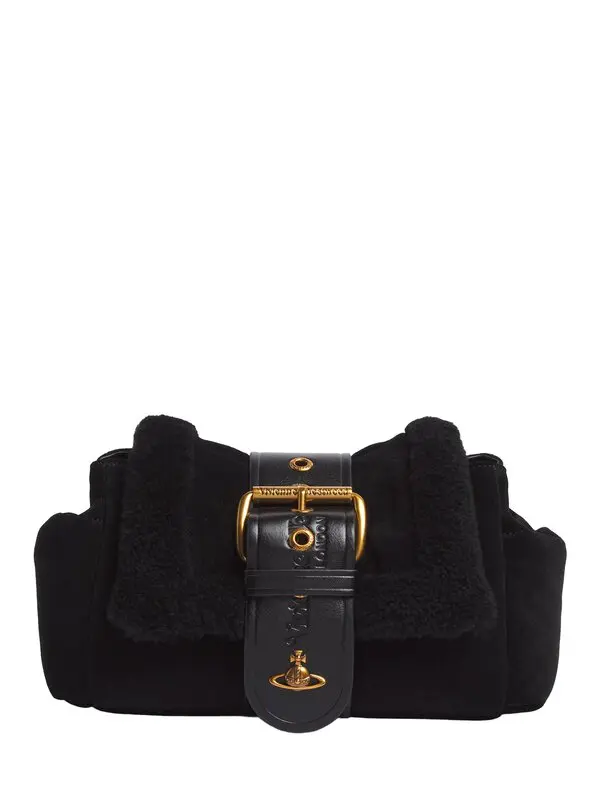 VIVIENNE WESTWOOD Suede Hazel Treasure Clutch Bag - Black