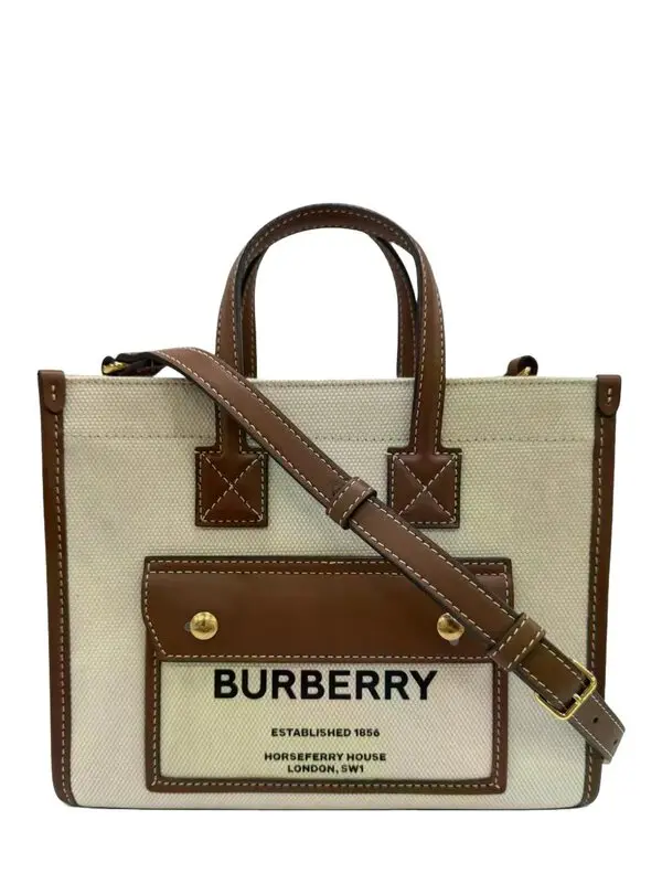 Burberry 2018-2023 Mini Canvas Freya Tote Satchel - Brown