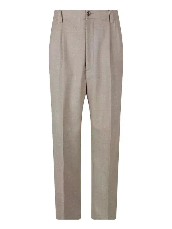 LBM Straight-leg Pleated Trousers - Brown