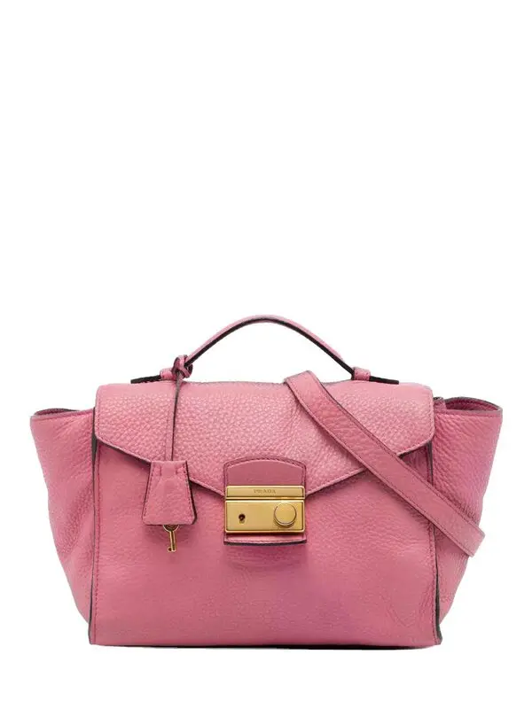 Prada 2000-2026 Vitello Daino Soundlock Satchel - Pink