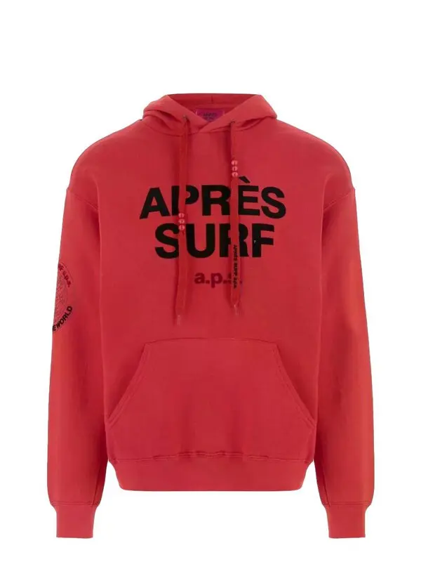 APRES SURF Logo-print Floral-patch Hoodie - Red