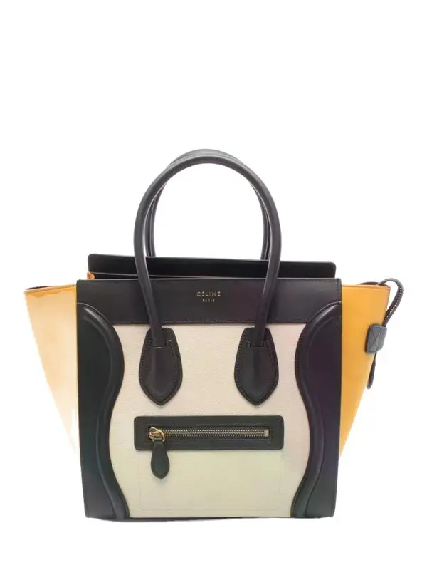 Celine 2000-2026 Micro Tricolor Leather Luggage Tote Bag - Neutrals