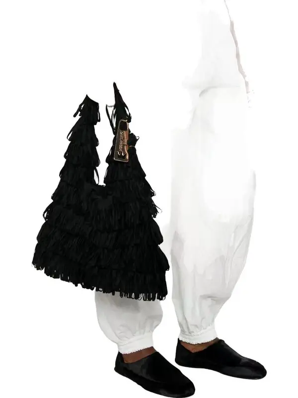 LA MILANESA Capucine Fringed Tote Bag - Black