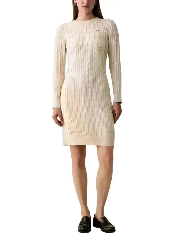 Gant Cable-knit Long-sleeve Mini Dress - Neutrals