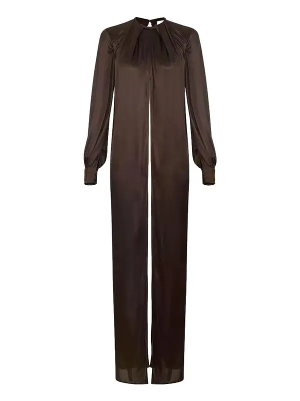 Elisabetta Franchi Blouse In Shiny Jersey Fabric - Brown