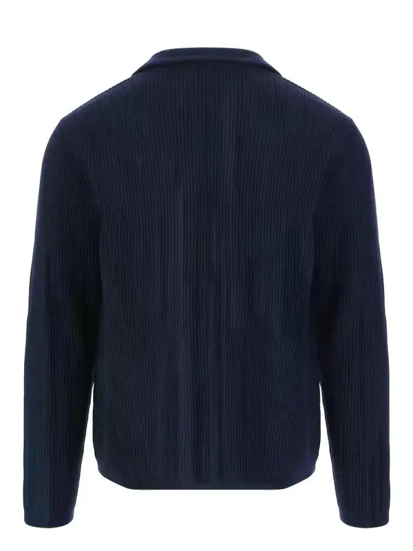 Emporio Armani Half-zip Ribbed-knit Sweater - Blue