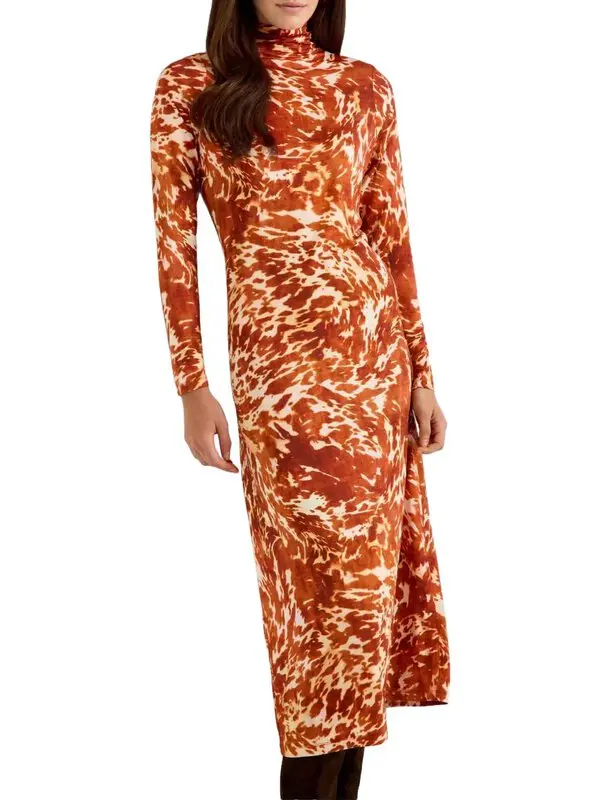 MARIE OLIVER Paxton Alll-over Print Midi Dress - Orange