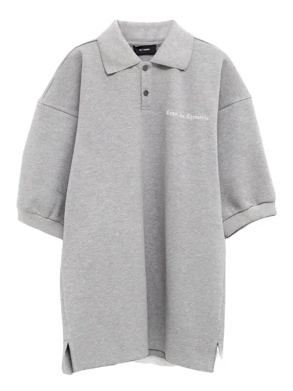 WILLY CHAVARRIA Embroidered-logo Oversized Polo Shirt - Grey