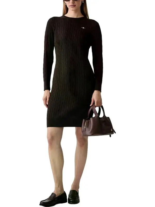 Gant Cable-knit Logo-embroidered Mini Dress - Brown
