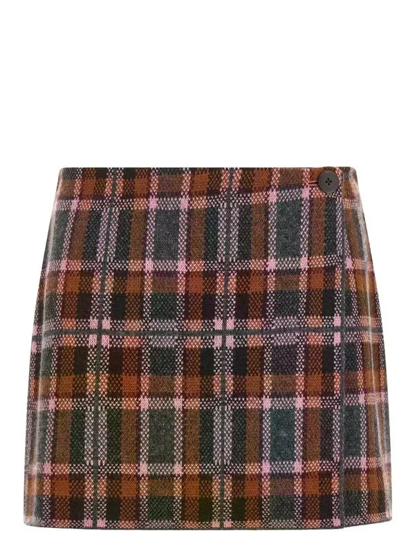 Guest In Residence Tartan-check Jacquard Mini Skirt - Brown
