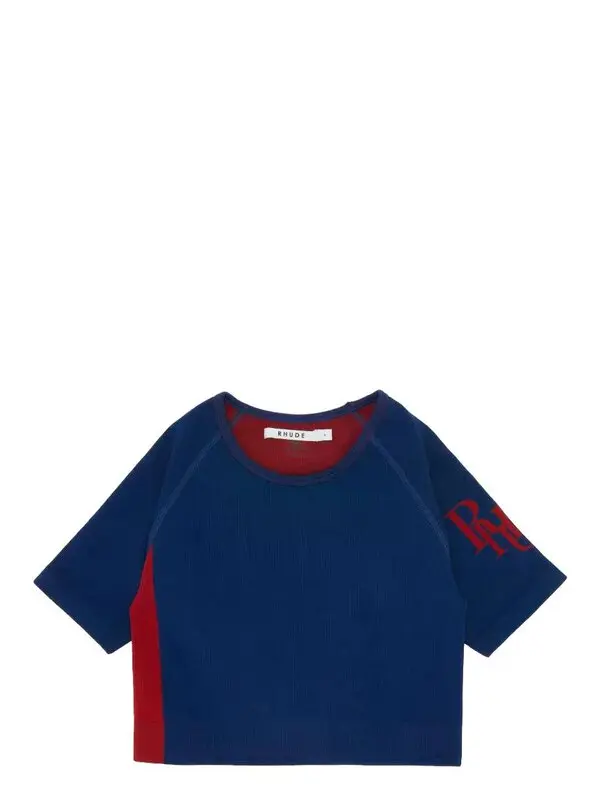 Rhude Logo-print Cropped Top - Blue