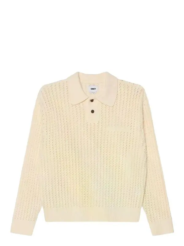 Obey Duane Open-knit Polo Shirt - Neutrals