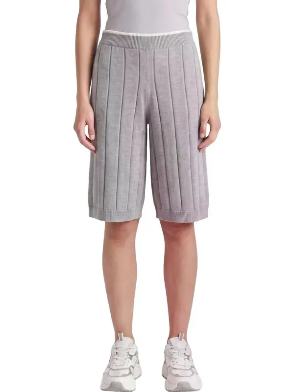 Brunello Cucinelli Ribbed-knit Cotton Shorts - Grey