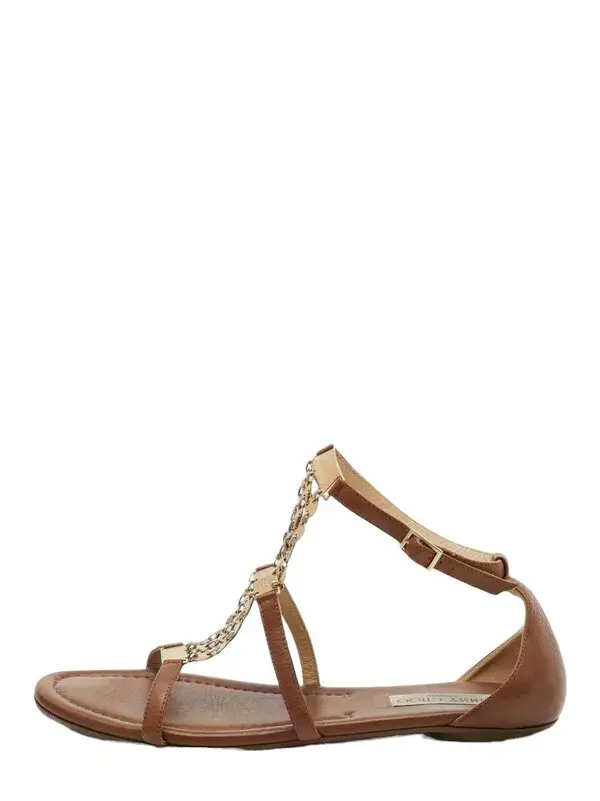 JIMMY CHOO Chain-link Strappy Sandals - Brown