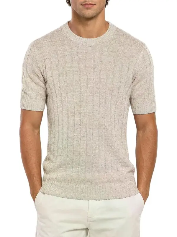 Brunello Cucinelli Ribbed-knit Short-sleeve T-shirt - Neutrals