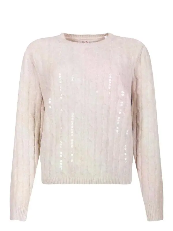Derhy Nairobi Sequin-embellished Cable-knit Sweater - Neutrals