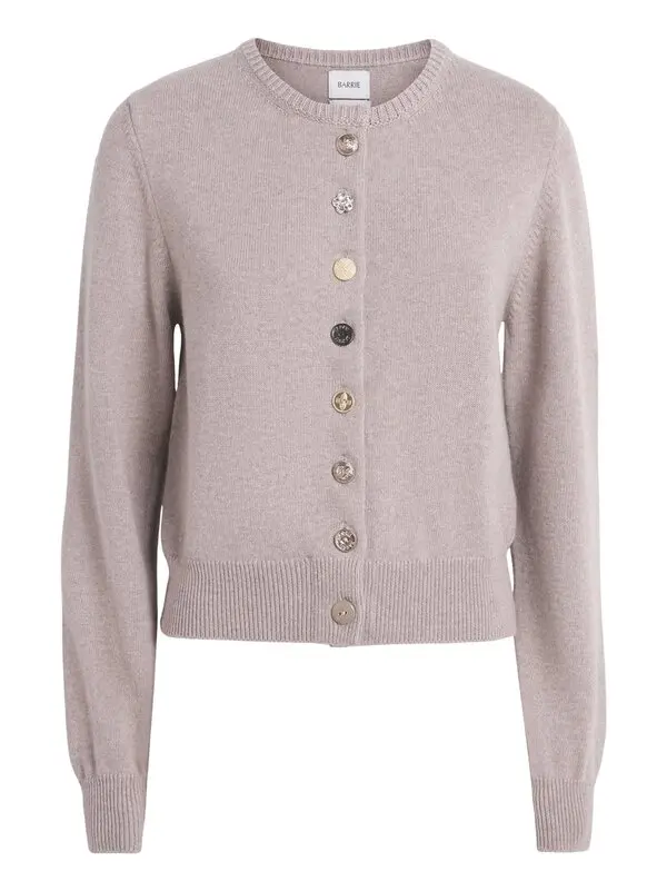 BARRIE Cashmere-cotton Jewel-button Cardigan - Beige