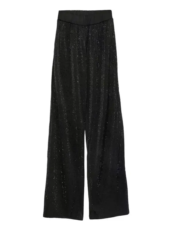 TWENTY FOURHAITCH Crystal-embellished Satin-finish Trousers - Black