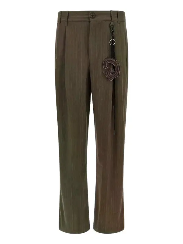SONG FOR THE MUTE Pinstripe Wide-leg Trousers - Green