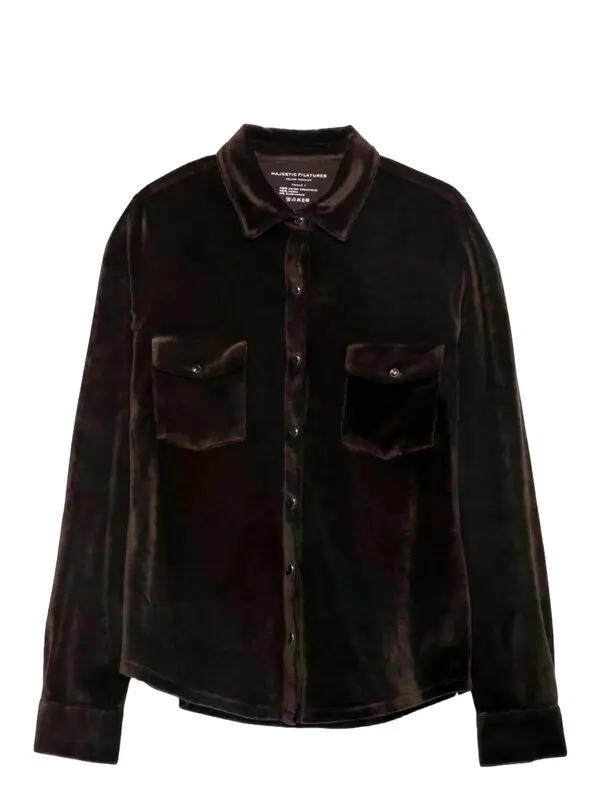 Majestic Filatures Velvet-effect Pocket-detail Shirt - Brown