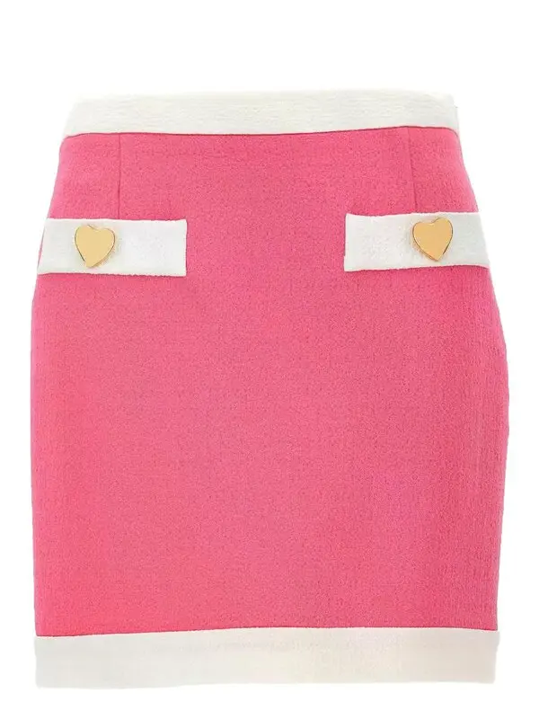 Moschino Heart-button Contrast-trim Skirt - Pink
