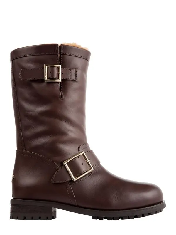 JIMMY CHOO Biker Mid Leather Boots - Brown