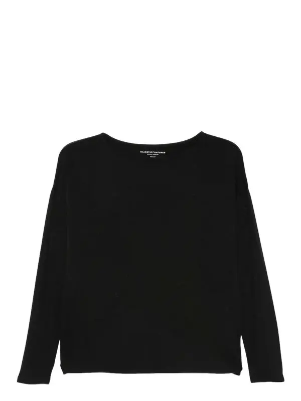 Majestic Filatures Boat-neck Long-sleeve T-shirt - Black