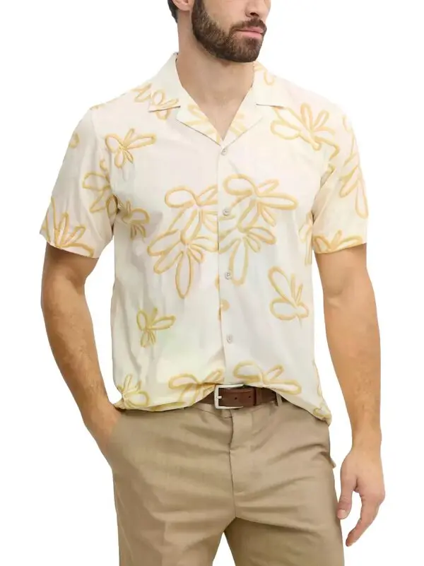 Lindbergh Embroidered Short-sleeve Shirt - Neutrals