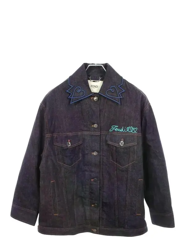 Fendi 2010s Open Your Heart Denim Jacket - Blue