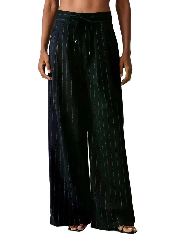 ERMANNO FIRENZE Pinstripe-pattern Palazzo Pants - Blue