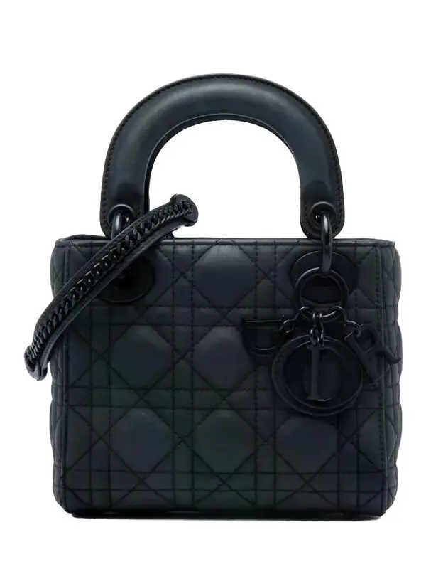 Dior 2020 Mini Ultra Matte Calfskin Cannage Lady Satchel - Black