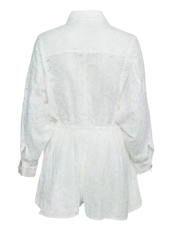 Zimmermann Crush Logo-embroidered Playsuit - White