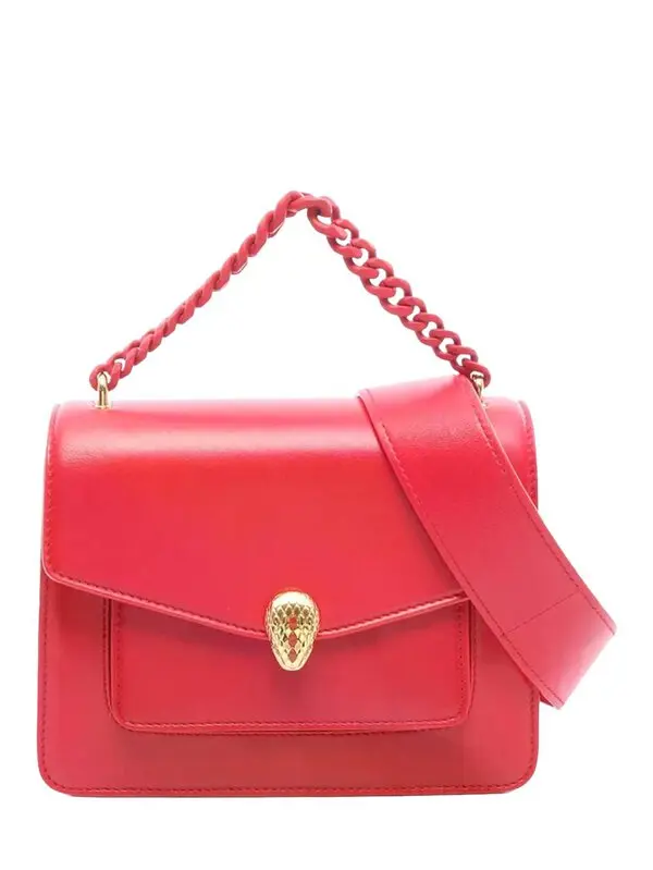 BVLGARI 2020-2026 Leather Serpenti Forever Maxi Chain Top Handle Bag Satchel - Red