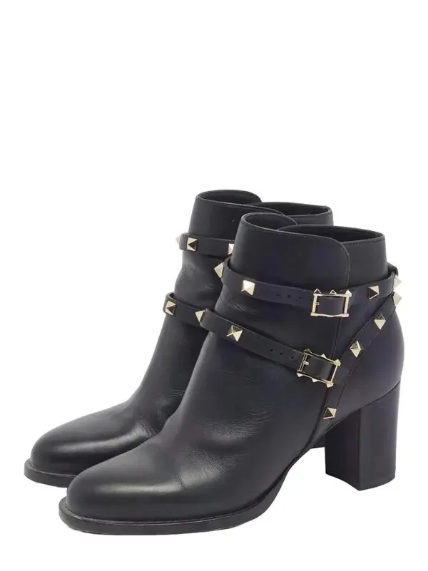 Valentino Garavani Rockstud Buckled Ankle Boots - Black