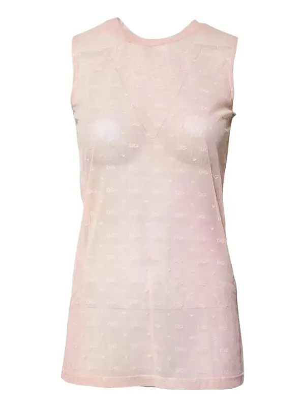 Dolce & Gabbana Logo-pattern Mesh Top - Neutrals