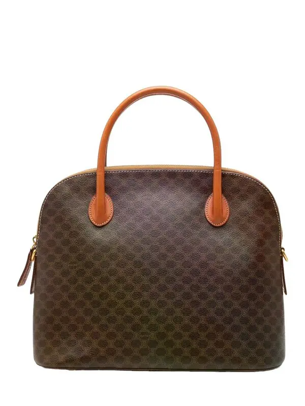 Celine 1997 Macadam Coated Canvas Dome Handbag - Brown