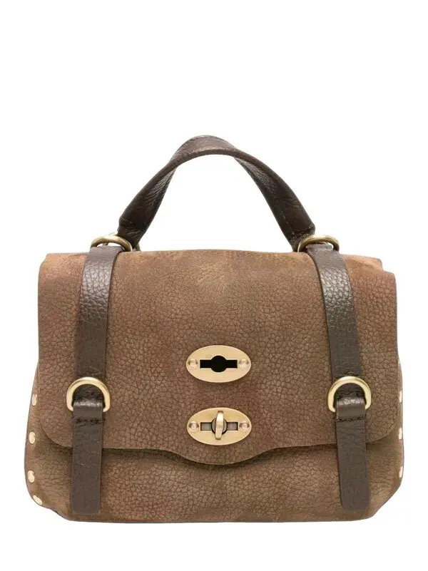 ZANELLATO Baby Postina Stud-embellished Suede Tote Bag - Brown