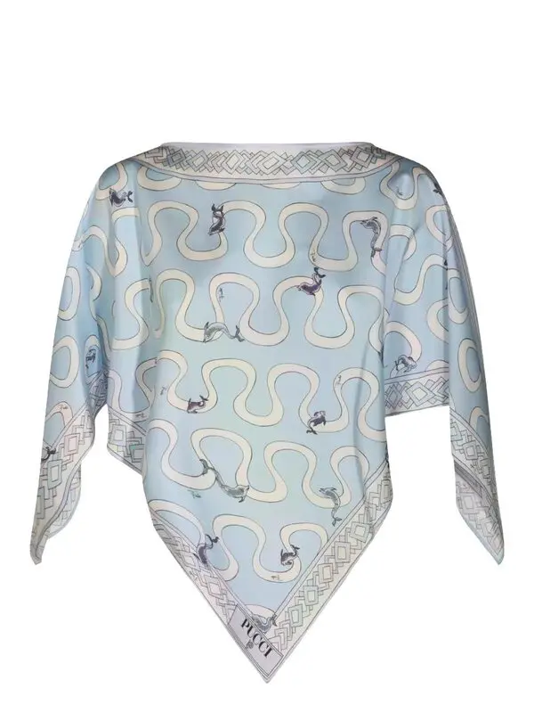 Emilio Pucci Graphic-print Silk Top - Blue