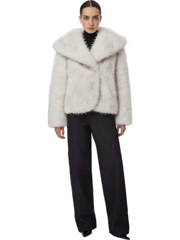 Apparis Yara Tipped Fox Coat - Blanc Multi