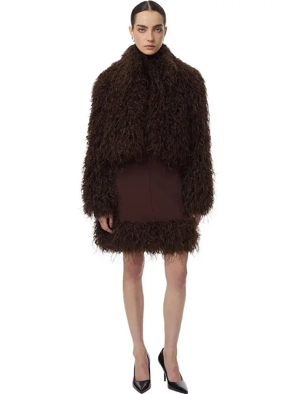 Apparis Ginette Mongolian Jacket - Deep Brown