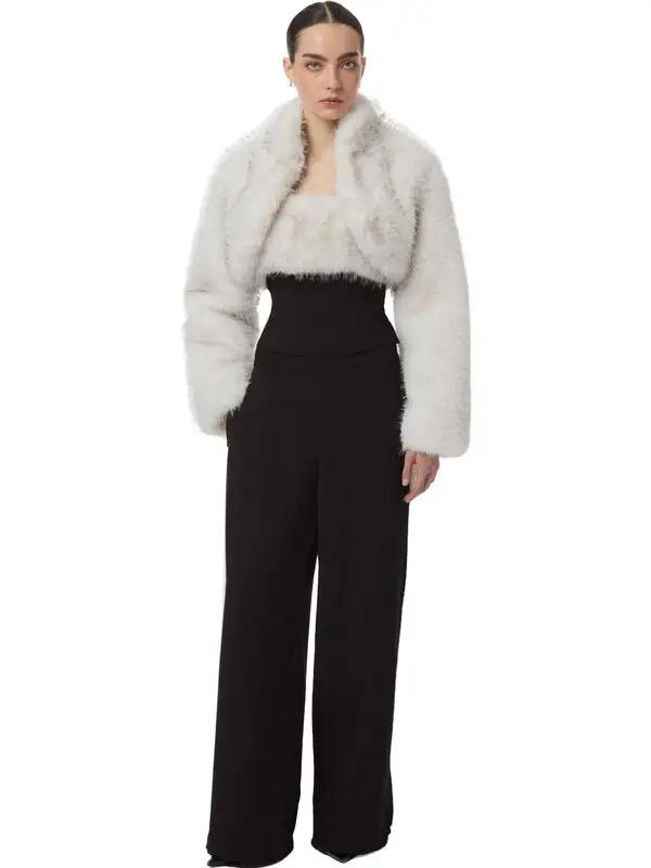 Apparis Odette Tipped Fox Bolero - Blanc Multi