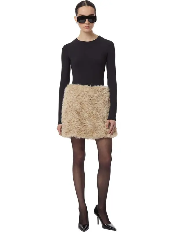Apparis Pia Sherpa Mini Skirt - Bone