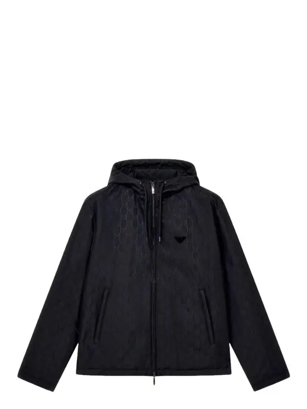 Emporio Armani Logo-monogram Hooded Jacket - Black