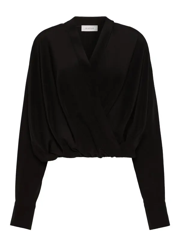 Sportmax Venere Draped V-neck Top - Black