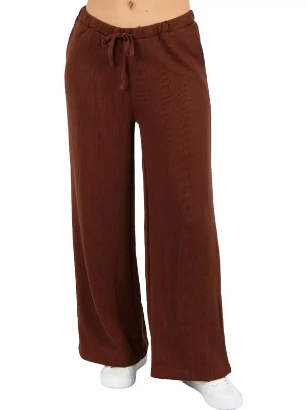 Hurley Villa Beach Flatback Rib Wide Leg Pants - Cappucino